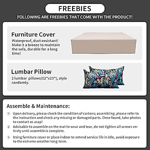 Patio Sectional Sofa Set 7 Pieces Outdoor Wicker Furniture Couch Adjustable Storage Table with Thicken(5") Peacock Blue Non-Slip Cushions Furniture Cover Brown PE Rattan