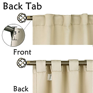 BGment Beige Room Darkening Curtains 63 inch Length - Rod Pocket and Back Tab Thermal Insulated Curtains for Bedroom/Living Room, 2 Panels Set, 42 x 63 Inch