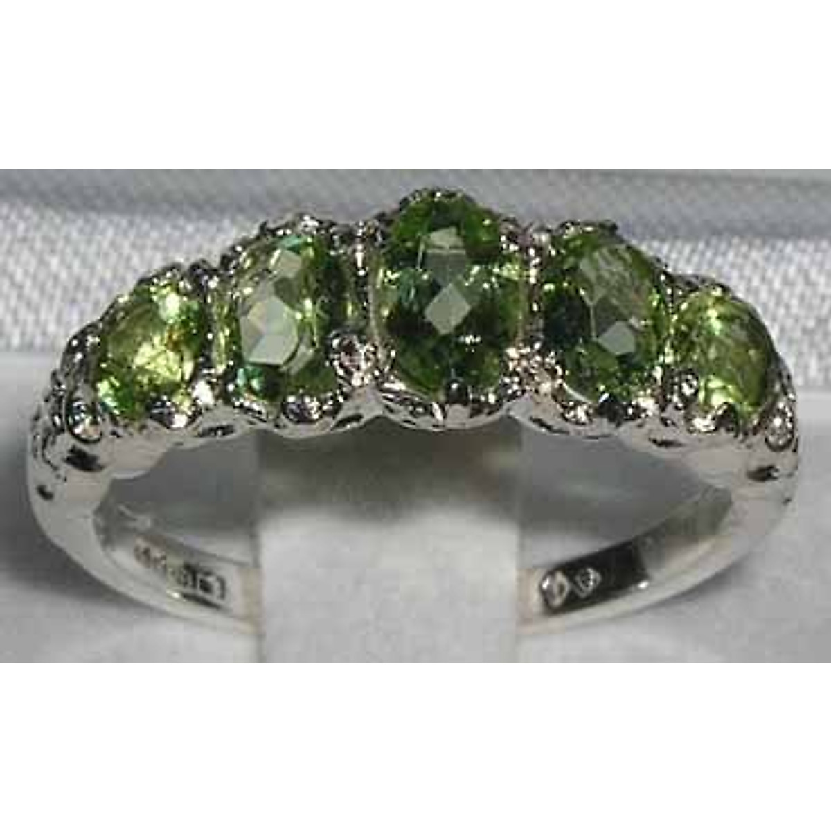 LetsBuyGold 925 Sterling Silver Real Genuine Peridot Womens Band Ring - Size 12