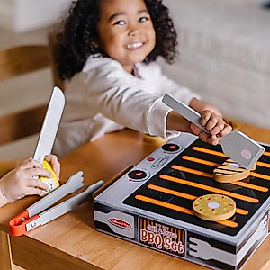 Melissa & Doug Grill and Serve BBQ Set (20 pcs) - Wooden Play Food and Accessories