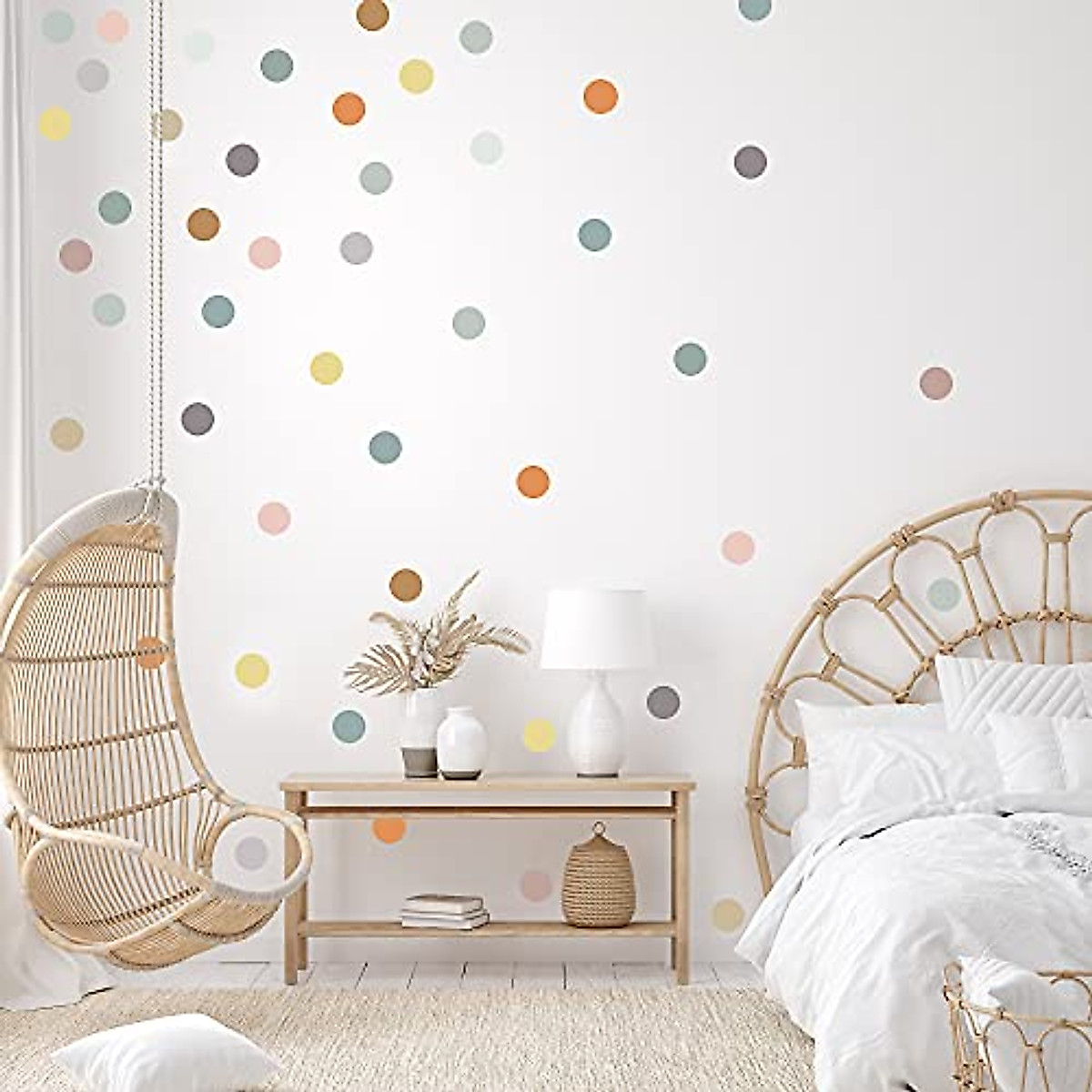 2-inch Polka Dot Wall Decals For Girls Bedroom Featuring 150 Neutral Boho Rainbow Wall Decal Stickers for Wall | Perfect For Boho Nursery and Boho Rainbow Classroom Decor | These Peel and Stick Dots For Walls are a great alternative to Wallpaper