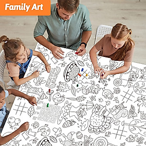 Wiooffen 2pcs Giant Thanksgiving Coloring Tablecloth Posters Activity 82”x 47” for Kids, Autumn Big Fall Paper Color-in Poster Table Cover Arts and Crafts for Kids Preschool Kindergarten Classroom