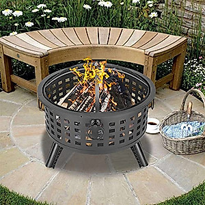 Outdoor Fire Pits for Outside Firepit Wood Burning Fire Pit, 26 Inchs Portable Outdoor Fireplace Fire Pit Bowl for Outdoor Outside Camping Patio Garden Backyard, Black-A