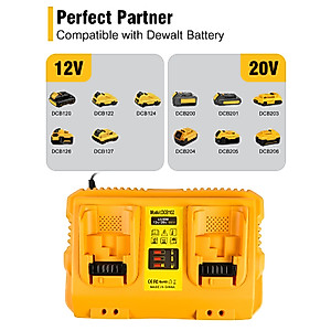 COOMYXIN DCB102 20V MAX Battery Charger Replacement for Dewalt Battery Charger, 2 Port Charger Compatible with Dewalt 12V-20V Batteries