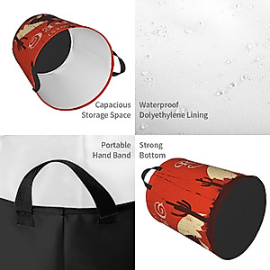 FOISIIAEA Laundry Basket,Wild West Rodeo Cowboy Bathroom Organizer Basket Waterproof Foldable Cloth Hamper with Lining for Home Storage