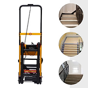 BJTDLLX Electric Folding Stair Climbing Hand Truck, 130W 150kg/330.7lbs Heavy Duty Electric Climber Moving Dolly with 6 Wheels, Warehouse CartSale Cart Dolly for Furniture Family Logistics Warehouse
