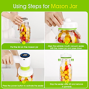 Electric Mason Jar Vacuum Sealer, 6 in 1 Vacuum Sealer Kit for Jars Compatible with Vacuum Bag/Vacuum Seal Containers, Wide Mouth and Regular Mouth Canning Lid Machine for Food Storage