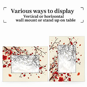 Yzrwebo Japanese Cherry Blossoms 5x7 Picture Frame Red Flower Wood Photo Frames High Transparent Horizontal and Vertical Tabletop Display or Wall Mounting for Family Home Gallery Office