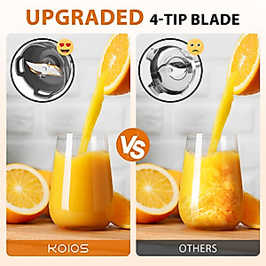 KOIOS Immersion Blender, 1000W Anti-scratch 5-in-1 Hand Blender, 12 Speed Stick Blender Stainless Steel Blade with Turbo Mode, 20oz Beaker, 17oz Chopping Bowl, Whisk and Milk Frother, Non-BPA