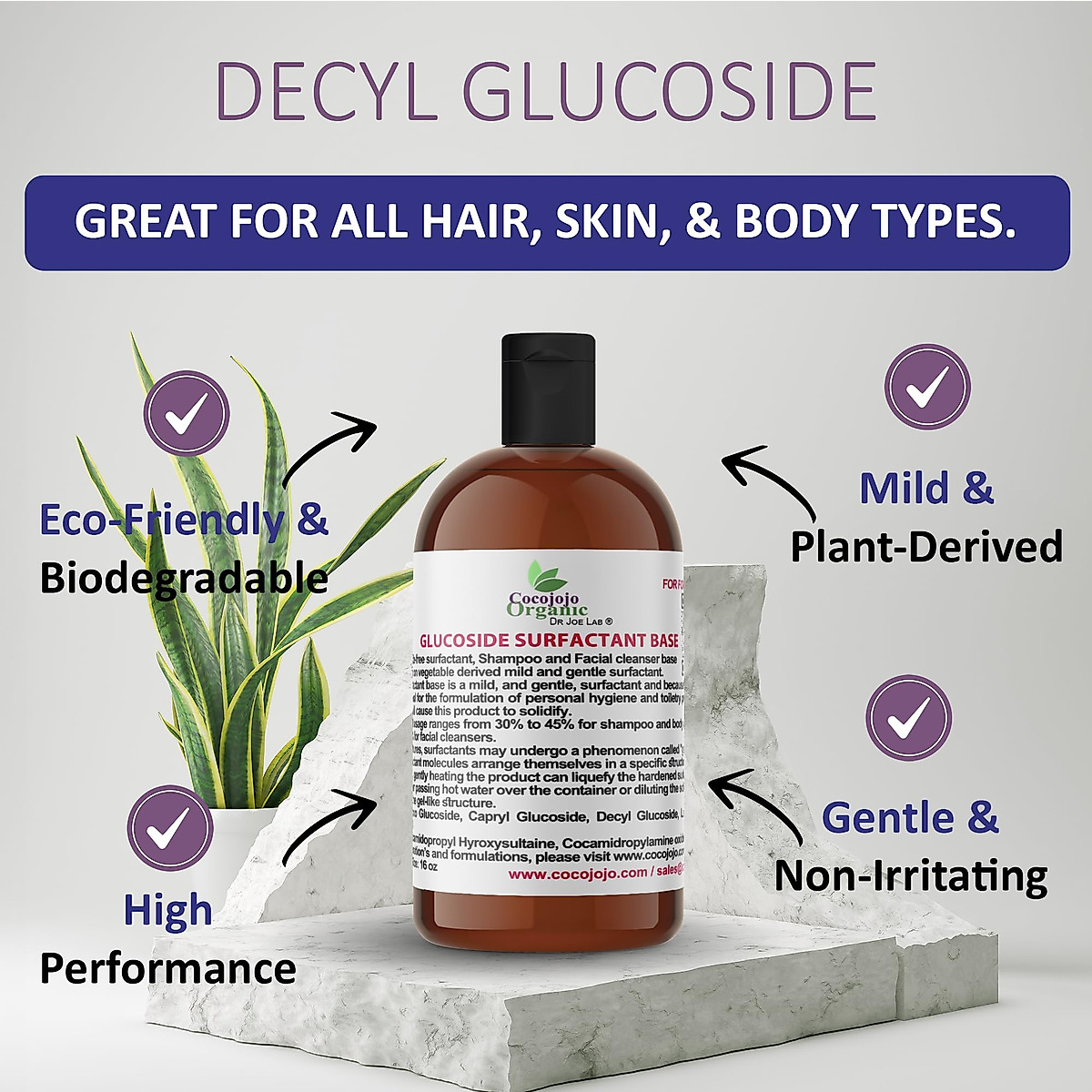 Dr Joe Lab Lauryl Glucoside Natural Surfactant - Surfactants for Soap Making, Lauryl Glucoside, DIY Shower Gel, Skin Care, Body and Face Wash, Plant Derived, Natural - 16 Oz