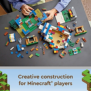 LEGO Minecraft The Llama Village Farm House Toy Building Set 21188, Minecraft Gift Idea for Kids, Boys, Girls Age 9+ Years Old, Create a Minecraft Village with 6 Customizable Buildings and Minifigures