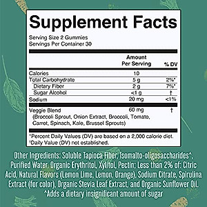 MaryRuth's Super Greens Gummies | Sugar Free | Super Greens Powder in a Gummy | 8 Greens Gummies with a Full Serving of Veggies for Adult & Kids Age 4+ | 2g Fiber Per Serving | Vegan | 60 Count