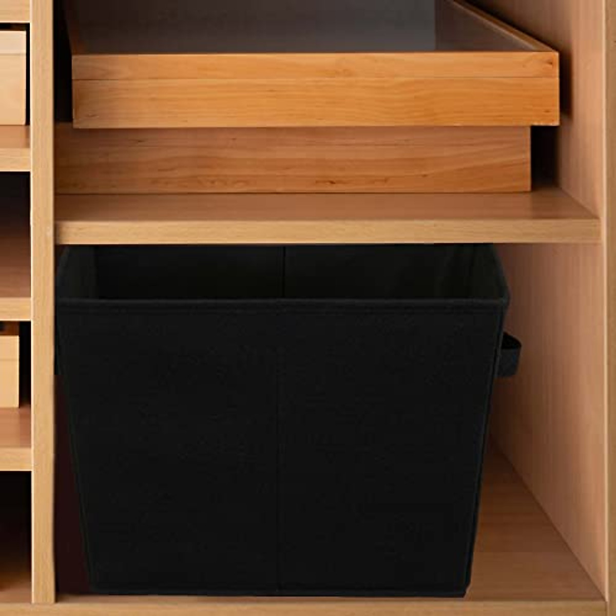 Household Essentials Black Linen Medium Fabric Storage Bins 2 Pack