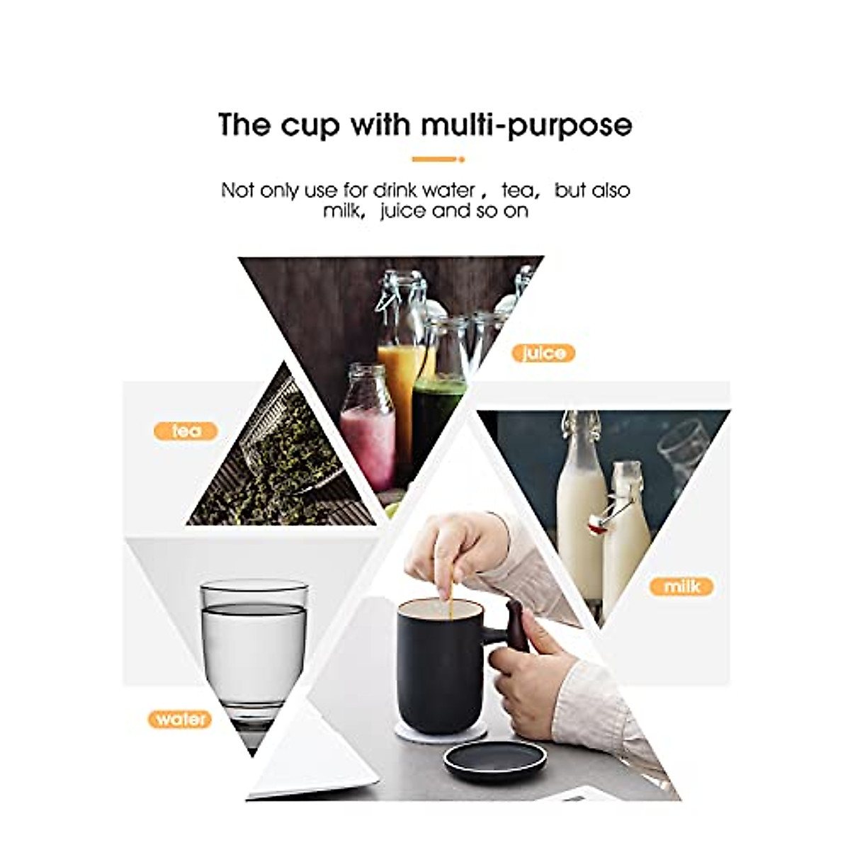 CEREMONY Ceramic Tea Mug,Tea Infuser Mug with Wood Handle,Tea Cup with Infuser and Lid for Loose Leaf Tea 13.5oz Green