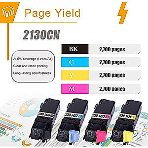 2130CN Compatible FM064 330-1436 Black Toner Cartridge Replacement for Dell 2130cn 2135cn Printer Toner.(3Pack)