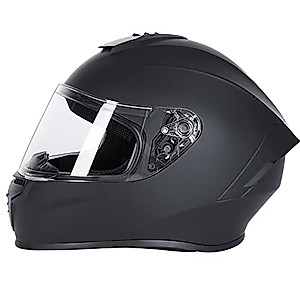 Full Face Motorcycle Street Bike Helmet with Motorcycle Gloves for Men and Women + 2 Visors DOT Model and Helmet Lock for BMX ATV MTB Riding, Road Racing, Cycling(MH-Matte Black, Medium)