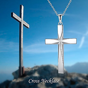 ONEFINITY Religious Cross Pendant Necklace 925 Sterling Silver Origami Cross Pendant Gifts for Women Mother's Day Jewelry Gifts for Mom