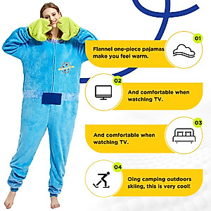 Yemnut Snug Fit Adult Unisex Onesie Cosplay Costume，One Piece Pajama Halloween Homewear Suit for Women and Men (Large, Alien)