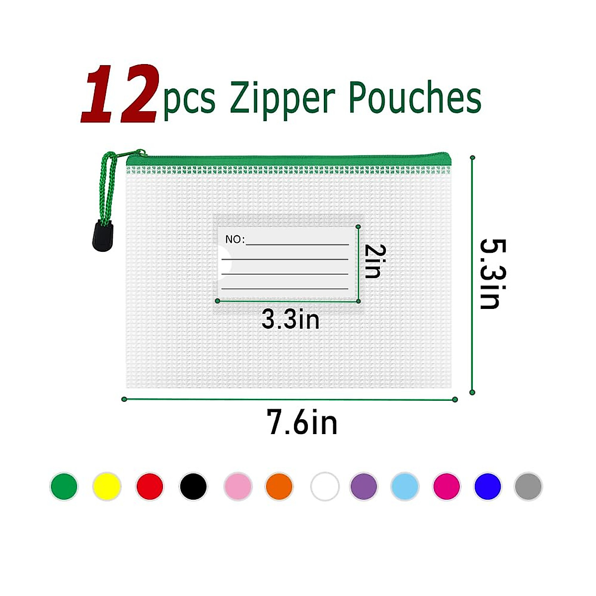 AUSTARK Plastic Mesh Zipper Pouch, 12Pcs Zipper File Bags with Label Pocket, Game Boards Storage Bags, Waterproof Document Storage Bags for Office Home Travel (B6 Size 7.6x5.3 in)