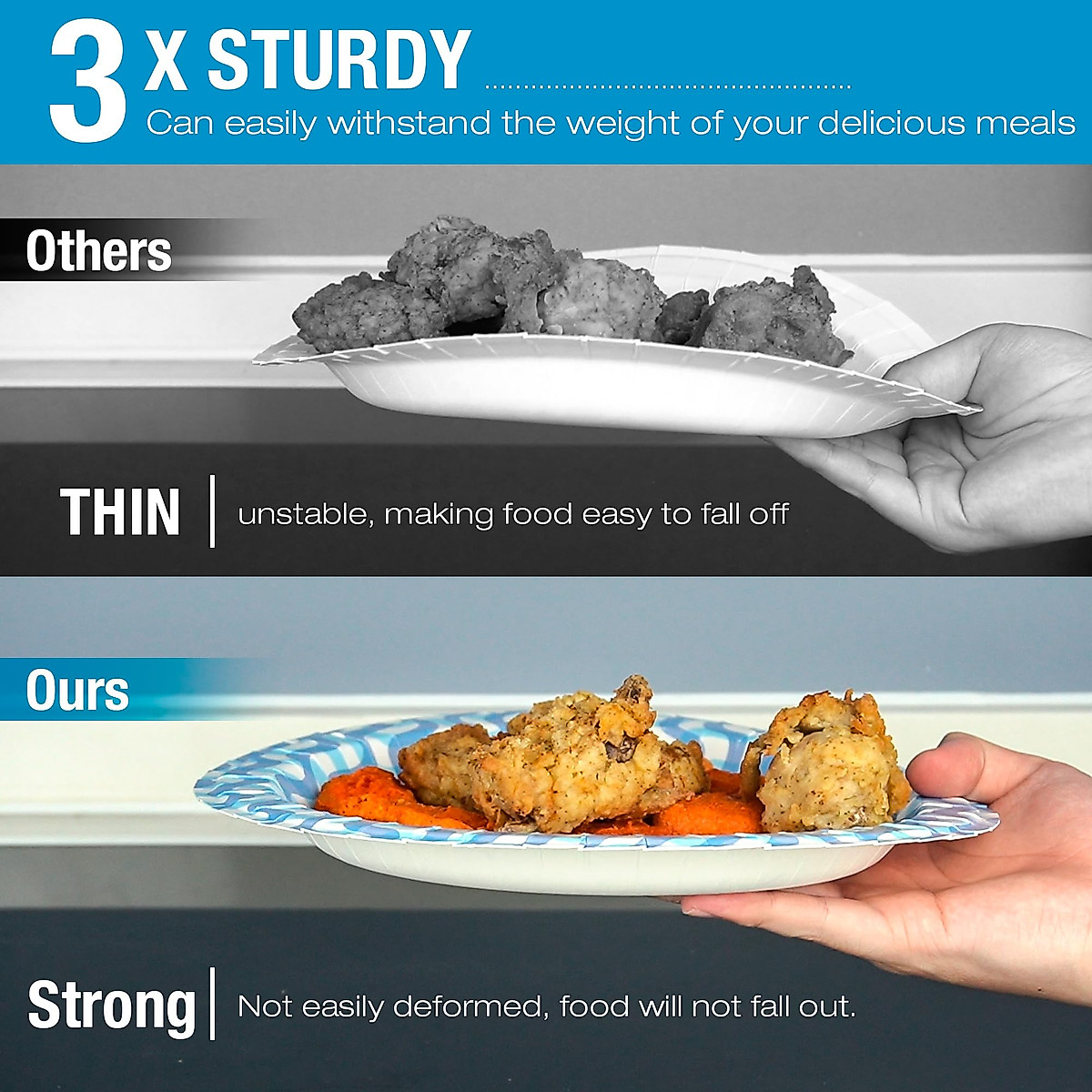 Ginkgo 100 Count Paper Plates 10 inch Bulk Thickened Heavy Duty Disposable Plates for Party, Wedding, Dinner, Kitchen, Picnic and Everyday Use