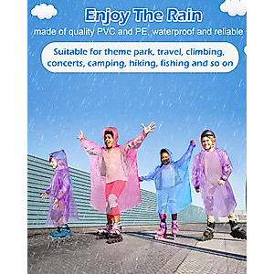 30 Pcs Kids Rain Ponchos Bulk Disposable Rain Ponchos for Kids Emergency Ponchos Disposable Ponchos Pack (Pink, Purple, Blue)