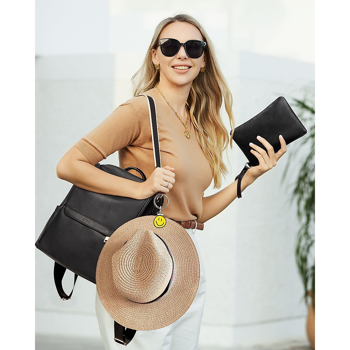 KEYDUACU Hat Clip - Hat Holder for Travel on Bag，Hat Clip for Travel (Metal, Yellow)