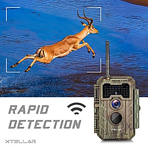 Xtellar Trail Camera WiFi 32MP 1296P IP66 Waterproof with Clear Night Vision and Passive Infrared Motion Sensors for Hunting Scouting Range Control and Wildlife Researching (Camo Brown)