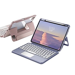 PboyiqiS Keyboard Case for iPad 9/iPad 8/iPad 7/Air3/Pro 10.5 with Pnecil Holder,Trackpad Keyboard & Detachable Magnetic Clear Back Shell Cover,Teal