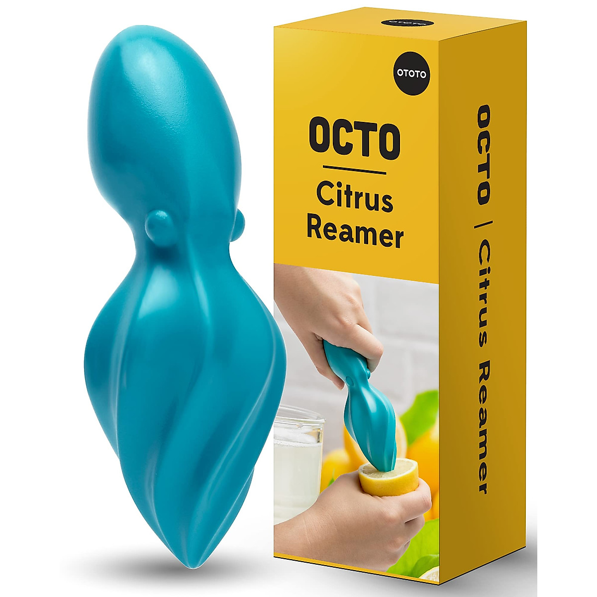 OCTO Lemon Juicer Hand by OTOTO - Easy to Hold Lemon Squeezer Manual for Lemon, Lime, Oranges - BPA Free, Dishwasher Safe Citrus Juicer Hand Press Manual - Fun Kitchen Gadgets & Tools