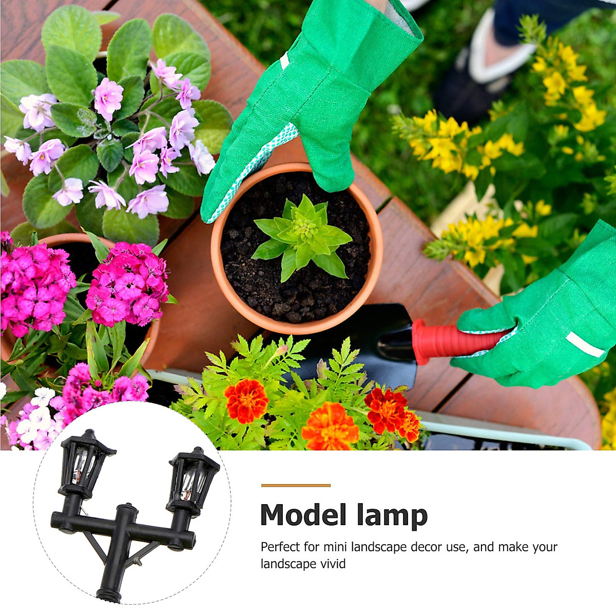 DOITOOL 8pcs Mini Street Post LED Outdoor Garden Lamp Miniature Spotlight Street Lights Model Light for Micro Landscape Fairy Garden Dollhouse Accessories (Random Style)