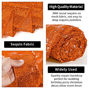 Hahuho Orange Sequin Backdrop Curtain, Halloween Glitter Backdrop Curtain for Parties, Christmas, Wedding, Party Decoration（2 Panels, 2FT x 8FT, Orange