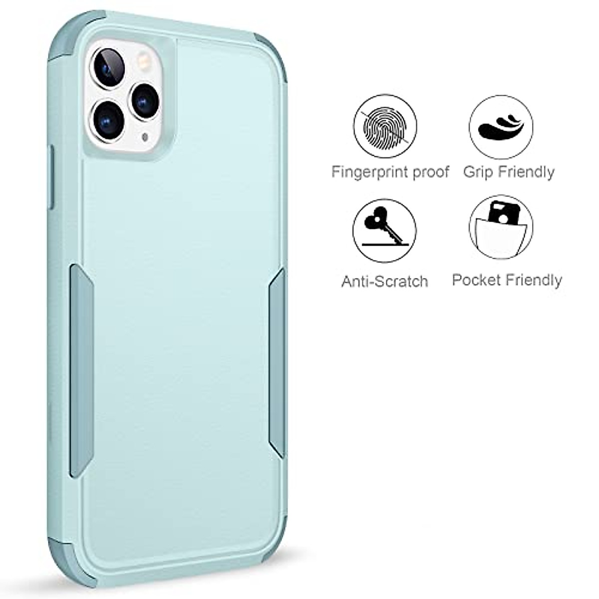 BENTOBEN iPhone 11 Pro Case, 3 in 1 Heavy Duty Rugged Hybrid Shockproof Hard PC Soft TPU Bumper Non-Slip Protective Girls Women Boy Men Phone Cases Cover for iPhone 11 Pro 5.8 Inch, Mint Green