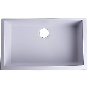 ALFI brand AB3020UM-W Undercount Single Bowl Granite Composite Kitchen Sink, 30", White