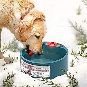 PETLESO Dog Heated Water Bowl, Pet Water Heating Bowl for Cats Dogs Chicken Birds Outdoor Winter Dog Bowl, 68OZ