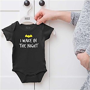 Brisco Brands I Wake in the Night Superhero Bat Baby Romper Boys or Girls