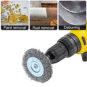 Hiqalty 10pcs 3 Inch Stainless Steel Wire Wheel Brushes Kit for Drill with 1/4-Inch Hex Shank,Wire Wheels for Power-Operated Grinders (10)