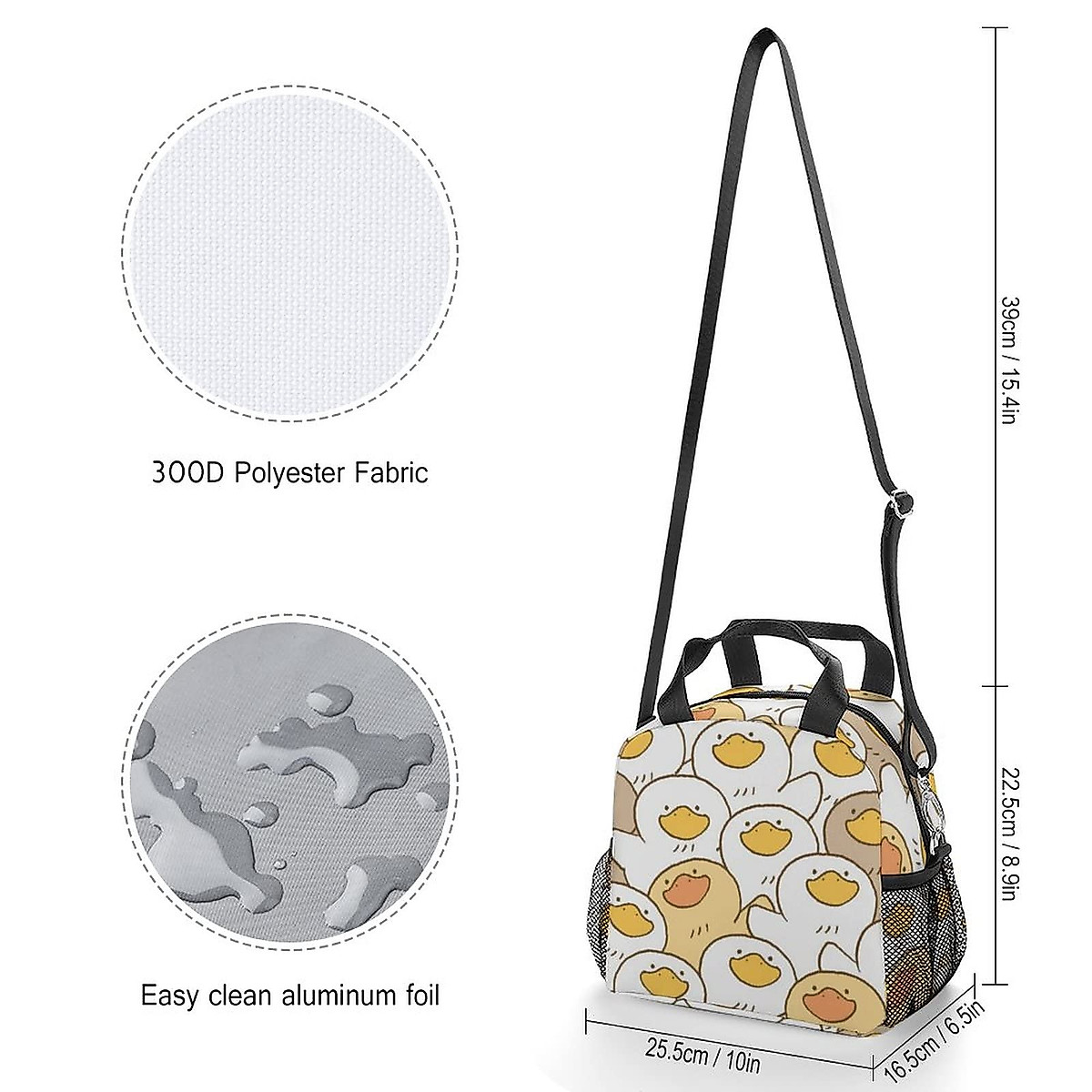 Cute Cartoon Duck Lunch Bag for Women Men, Portable Insulated Lunch Box, Lunch Tote Bag for Work Outdoor