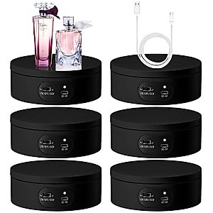 Hoteam Turner Cup Rotating Display Stand for Epoxy Glitter Tumbler Display Turner 360 Degree Tumbler Spinner Automatic Spinning Rotating Platform Mute Photography Turntable(Black,6 Pcs)