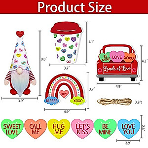 10 Pcs Valentine Tiered Tray Decor Set, Valentine Conversation Heart Decor Wooden Signs, Cute Valentine Gnome Plush, Mini Candy Heart Garland, Farmhouse Valentines Day Decor Be Mine Love XOXO Sign