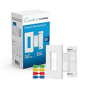 Lutron Pico Paddle Remote Wall-Mounting Kit for Wireless 3-Way Switch Applications w/Caseta Smart Dimmer Switches, Includes Remote, Wallbracket, Wallplate, and Wire Label Stickers, PJ2W-P2B-WH,White