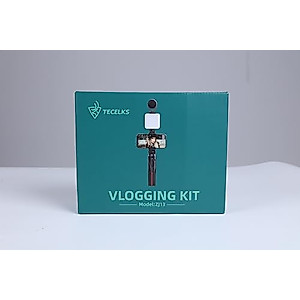 Smartphone Video Vlogging Kit with LED Light, Phone Holder, Microphone, Tripod, Carry Bag, TECELKS YouTube Starter Kit for iPhone/Android, Content Creator Kit for Video Recording Vlogging(Black)