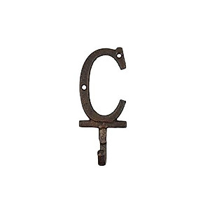 Handcrafted Nautical Decor Rustic Copper Cast Iron Letter C Alphabet Wall Hook 6"