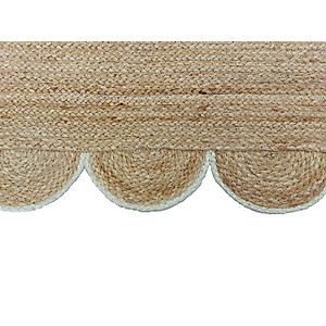 Weaving Village Scalloped Natural Jute Area Rug, Colored Trim