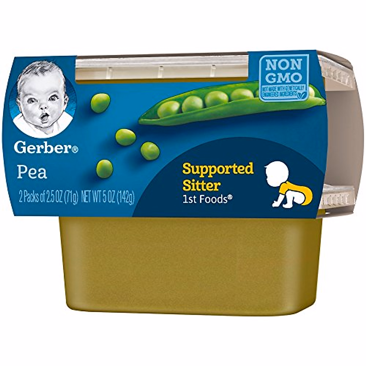 Gerber 1st Foods Peas, 2-Count, 2.5-Ounce Tubs (Pack of 8)