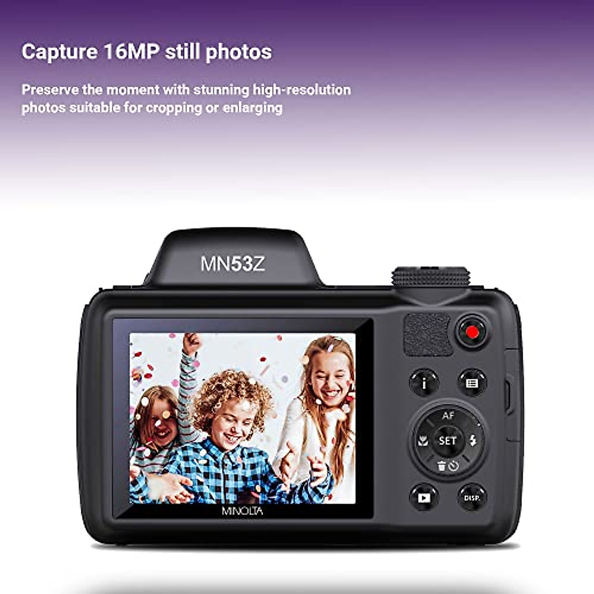 Minolta MN53 Digital Camera + 16GB Memory Card + Top Value Accessory Bundle! (Purple)