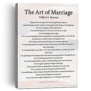 Motivational the Art of Marriage Quote Canvas Painting Framed Wall Art Decor for Home Living Room, Inspirational Marriage Poem Canvas Poster Print Decorative Wedding Gift