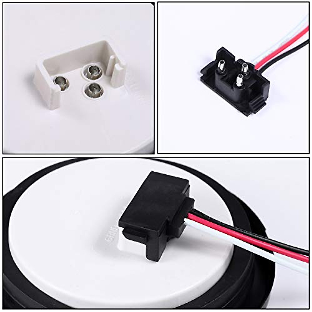 MCRESOAR 4Pcs 4 Inch Round Led Trailer Tail Lights Red 12 LED Waterproof Brake Stop Turn Tail Marker Lights Sealed Flush Mount for Truck Trailer RV Grommet and Plug Included