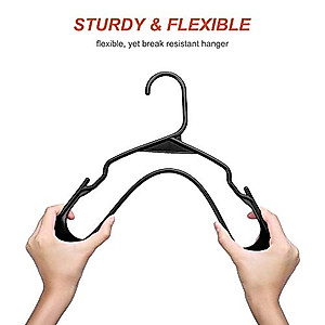 Pretigo Plastic Hangers Clothes Hangers Plastic Clothes Hangers with Notches Black Coat Hangers Plastic Hangers for Clothes Skirt Suit,(16.4 inch,50 Pack)…