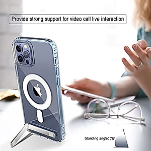 chitri Compatible for iPhone 12 Pro Max Case, [Compatible with Magsafe Wallet] [Three-Way Stand Magnetic Case] Compatible with MagSafe Charger Transparent Hard PC Back Slim Shockproof Protective Case