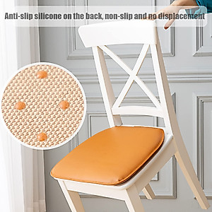 QQXX Leather Horseshoe Chair Cushion,Waterproof Thicken Dining Chair Pad with Zipper,Comfy high Resilience Seat Cushion for Living Room Kitchen Office,Black,Set of 4